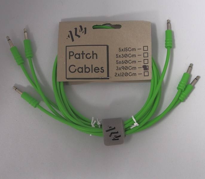 ALM-PC001x90 Pack of 3 x 90cm 3.5mm patch cables - GREEN